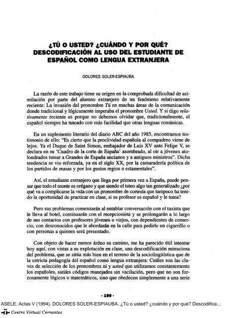 ¿tú O Usted ¿cuándo Y Por Qué Centro Virtual Cervantes