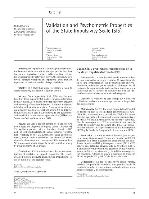 Validation and Psychometric Properties of the State Impulsivity Scale