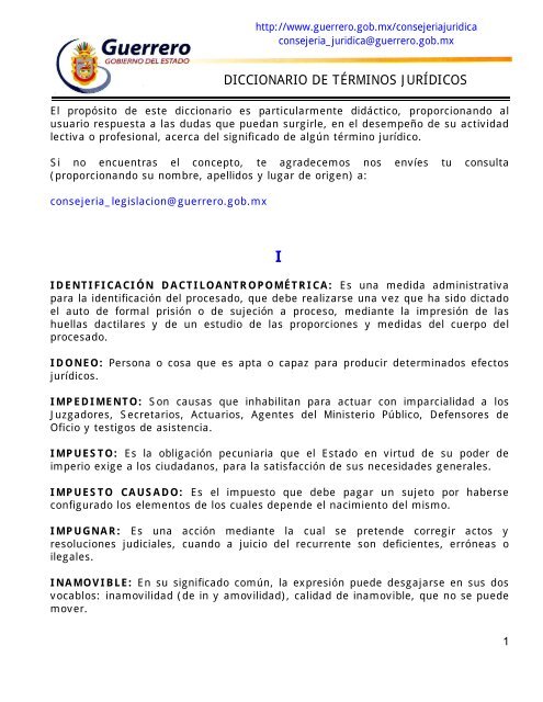 DICCIONARIO DE TÉRMINOS JURÍDICOS - Estado de Guerrero