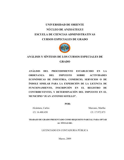 UNIVERSIDAD DE ORIENTE - Ri.bib.udo.edu.ve - Universidad de ...
