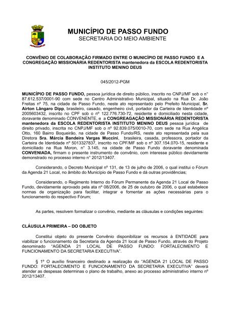 MUNICÍPIO DE PASSO FUNDO - Prefeitura Municipal de Passo ...