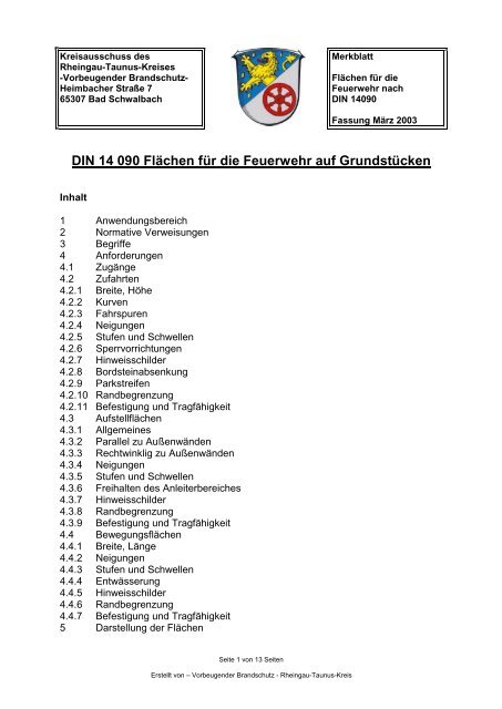Din 14090 Flächen Für Die Feuerwehr Auf Grundstücken