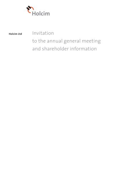 Invitation to the annual general meeting and shareholder information