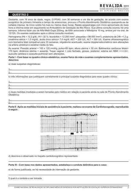 QUESTÃO 2 REVALIDA 2011
