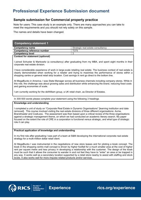 RICS Commercial Property - PER Sample Submission