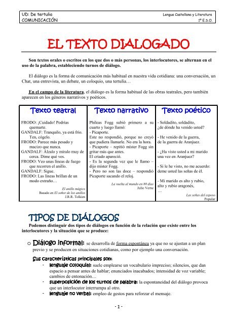 Estructura Interna Del Texto Dialogado 2020 Idea E