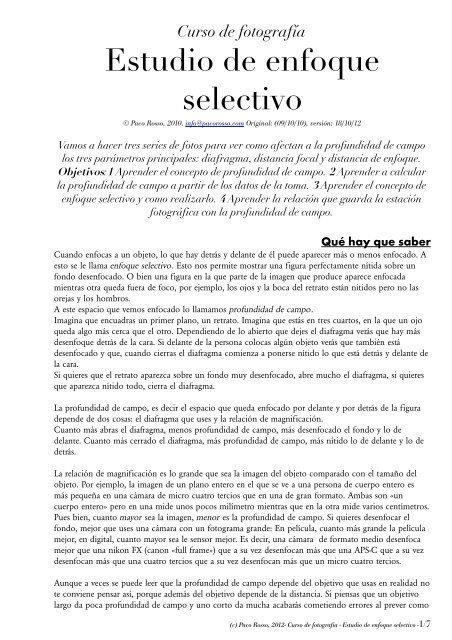 Estudio de enfoque selectivo - Paco Rosso, fotografía