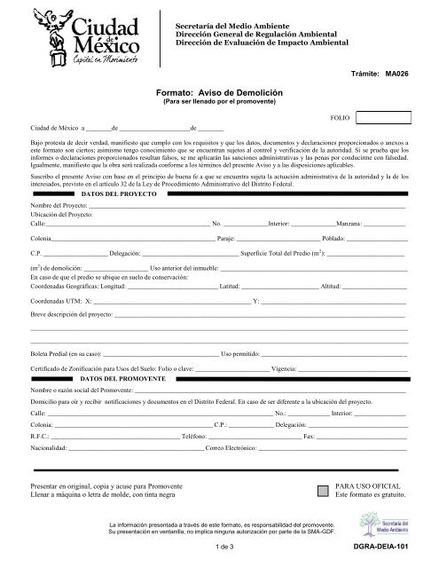 Formato: Aviso de Demolición