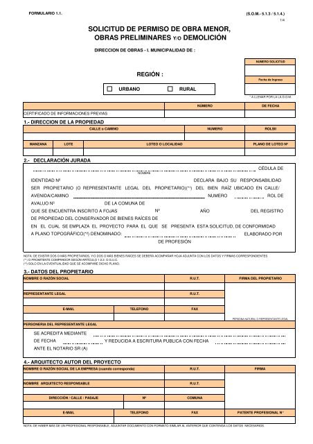 Solicitud de Permiso de Obra Menor - Municipalidad de Placilla