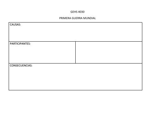 Ejercicio Primera Guerra Mundial