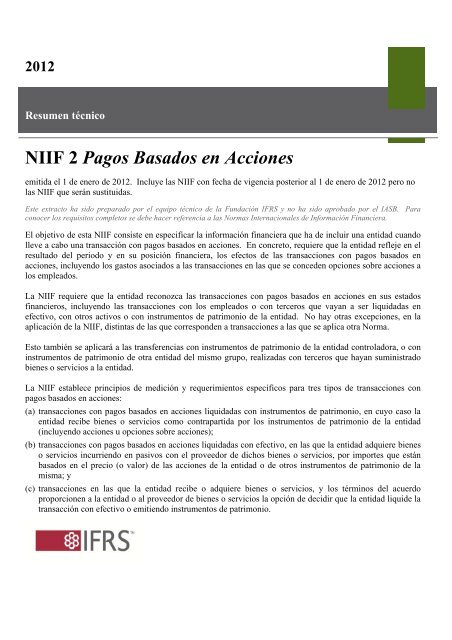 NIIF 2 Pagos Basados en Acciones