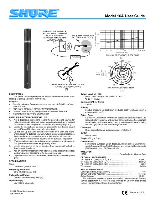 Shure 16A Microphone User Guide