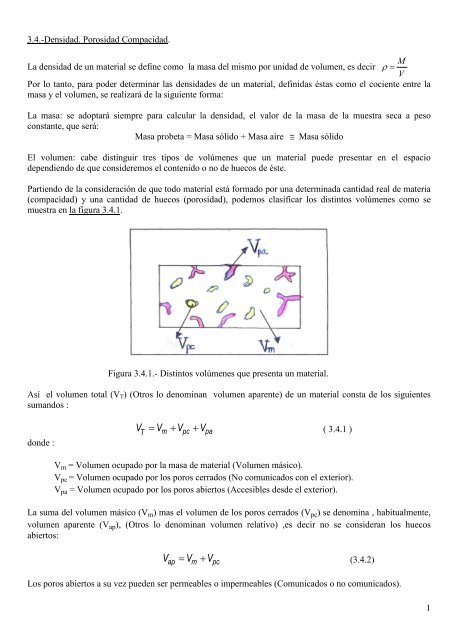 Densidad. Porosidad Compacidad Densidad. Porosidad Compacidad