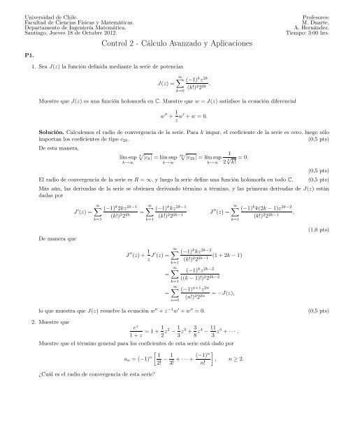 Control 2 - Cálculo Avanzado y Aplicaciones - Departamento de ...