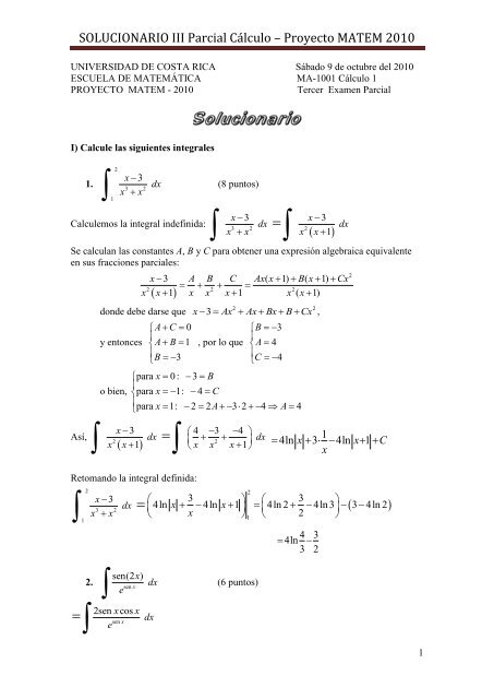 III Parcial Cálculo 2010 Solucionario.pdf - matem - Universidad de ...