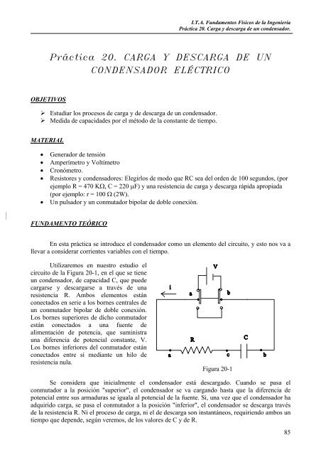 Practica 20: Carga y descarga de un condensador eléctrico