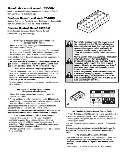 Modelo de control remoto 750CBM Controle Remoto - Chamberlain
