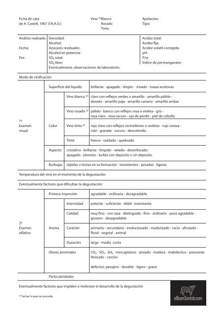 Hojas De Cata De Vinos Para Imprimir E Label.io, De IMERO, Ofrece