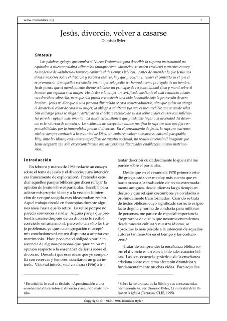 Jesús, divorcio, volver a casarse