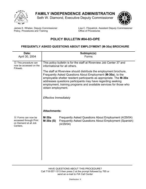 family independence administration - Online Resource Center