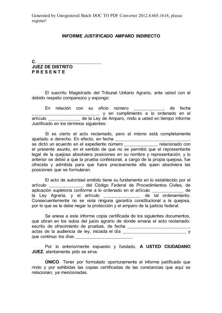 Informe Justificado Amparo Indirecto