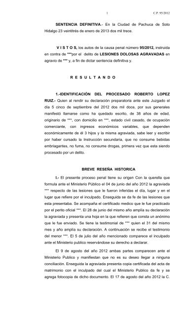 SENTENCIA DEFINITIVA.- En la Ciudad de Pachuca de Soto ...
