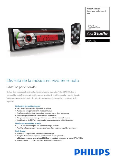 CEM5100/00 Philips Sistema de audio para el auto