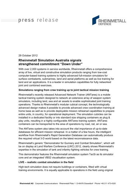 Simulation Australia - Rheinmetall Defence