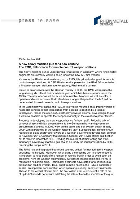 The RMG.50 - Rheinmetall Defence