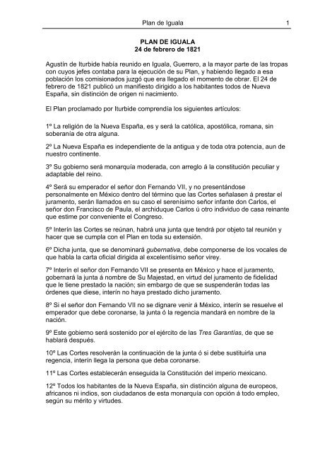 1821, Plan de Iguala