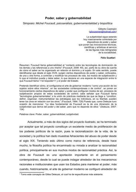 PODER, SABER Y GOBERNABILIDAD