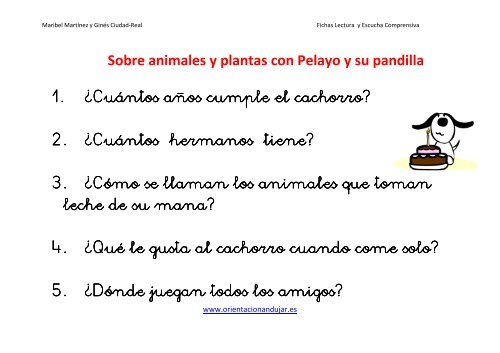 Actividades para trabajar unidad animales y plantas lectura