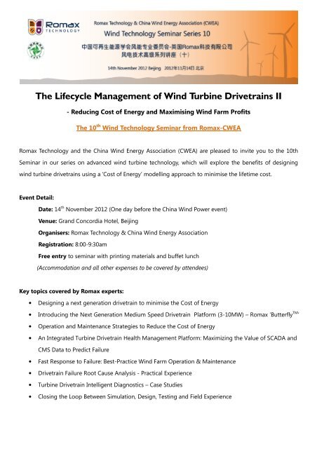 The Lifecycle Management of Wind Turbine Drivetrains II - Romax ...