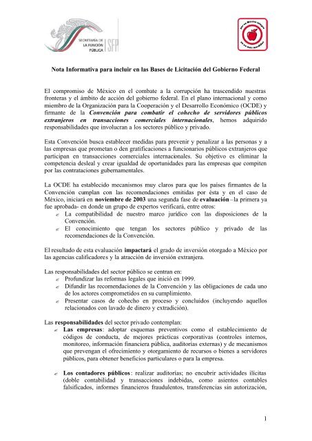 Nota Informativa para Bases de Licitación del ... - PEMEX.com