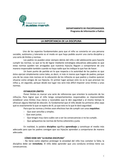 LA IMPORTANCIA DE LA DISCIPLINA