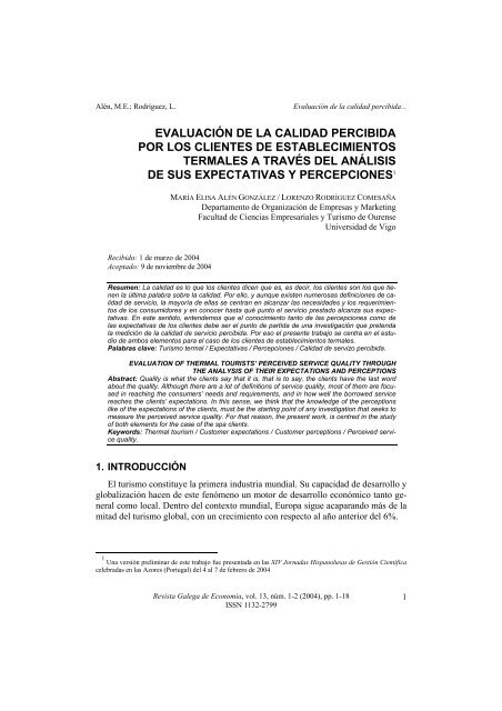 EVALUACIÓN DE LA CALIDAD PERCIBIDA POR LOS CLIENTES ...