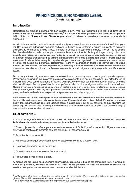 PRINCIPIOS DEL SINCRONISMO LABIAL - Keith Lango Animation