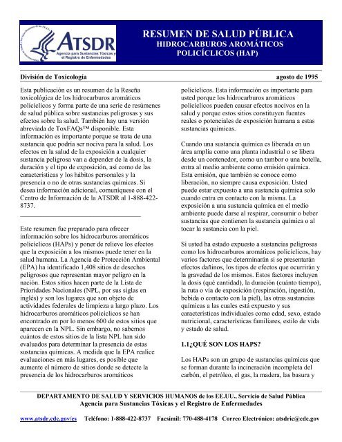 Hidrocarburos aromáticos policíclicos - ATSDR