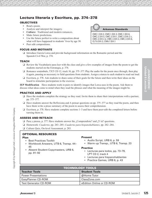 ¡AVANCEMOS! Unidad 6 Lec