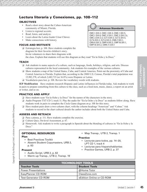 ¡AVANCEMOS! Unidad 2 Lec