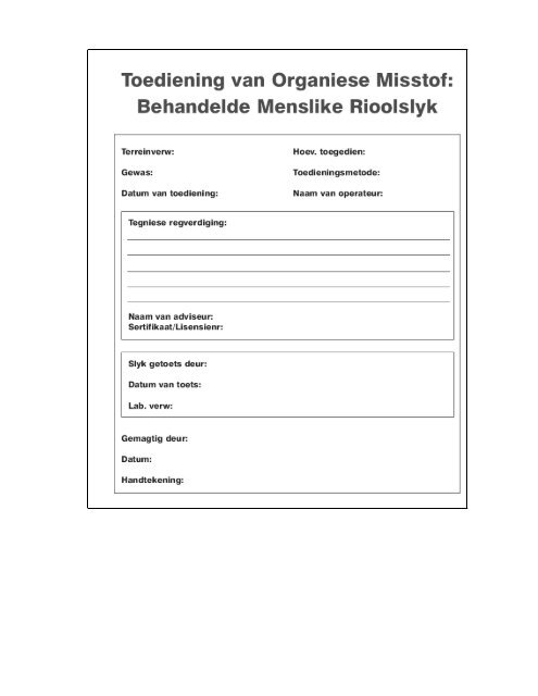 Bestuursplan Raamwerk en checklist vir voedselveiligheid - Graan SA