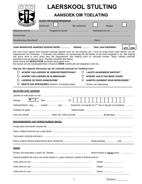 AANSOEKVORM TOT TOELATING BY LAERSKOOL STULTING.pdf