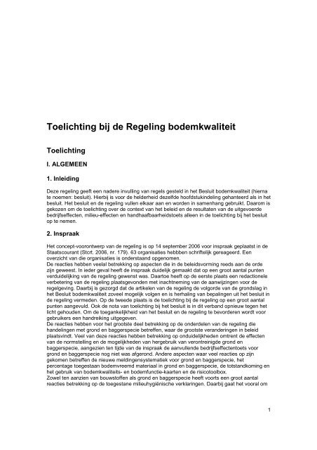 Toelichting bij de Regeling bodemkwaliteit - Grondbalans BV