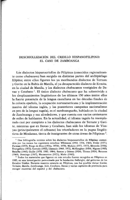 descriollización del criollo hispanofilipinó: el caso de ... - UNED