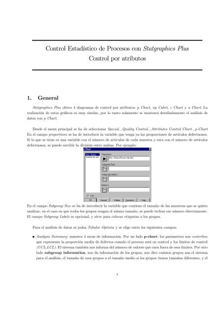 Control Estadístico de Procesos con Statgraphics Plus Control por ...