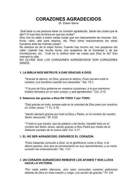 CORAZONES AGRADECIDOS - Sanando el Corazon