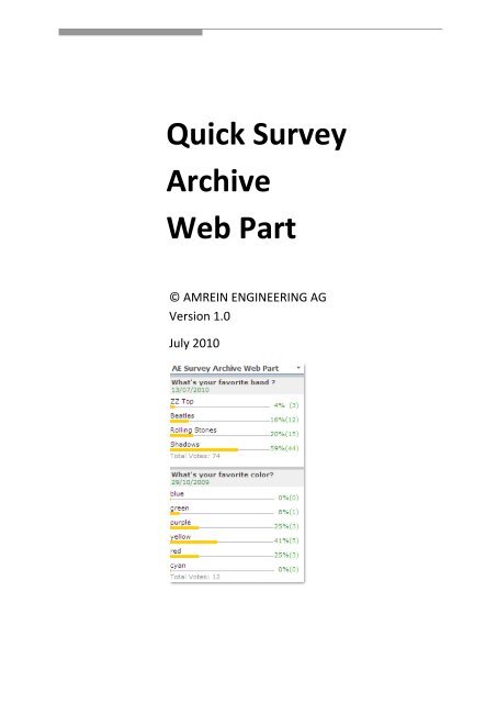 Quick Survey Archive Web Part - Amrein Engineering