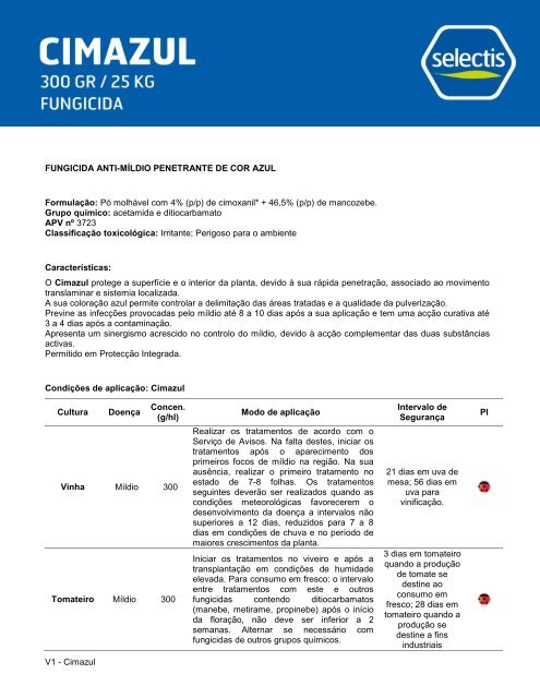 V1 - Cimazul FUNGICIDA ANTI-MÍLDIO PENETRANTE DE ... - Selectis