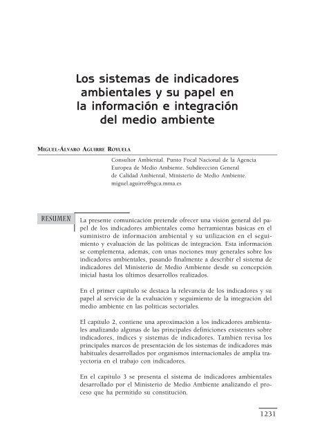 Los sistemas de indicadores ambientales y su papel en la ...