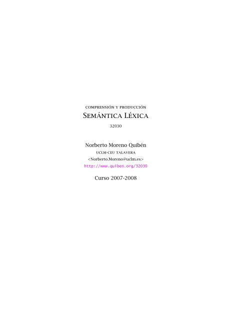 Semántica Léxica - Norberto Moreno Quibén